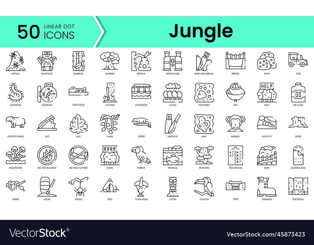 Set of jungle icons line art style icons bundle Vector Image