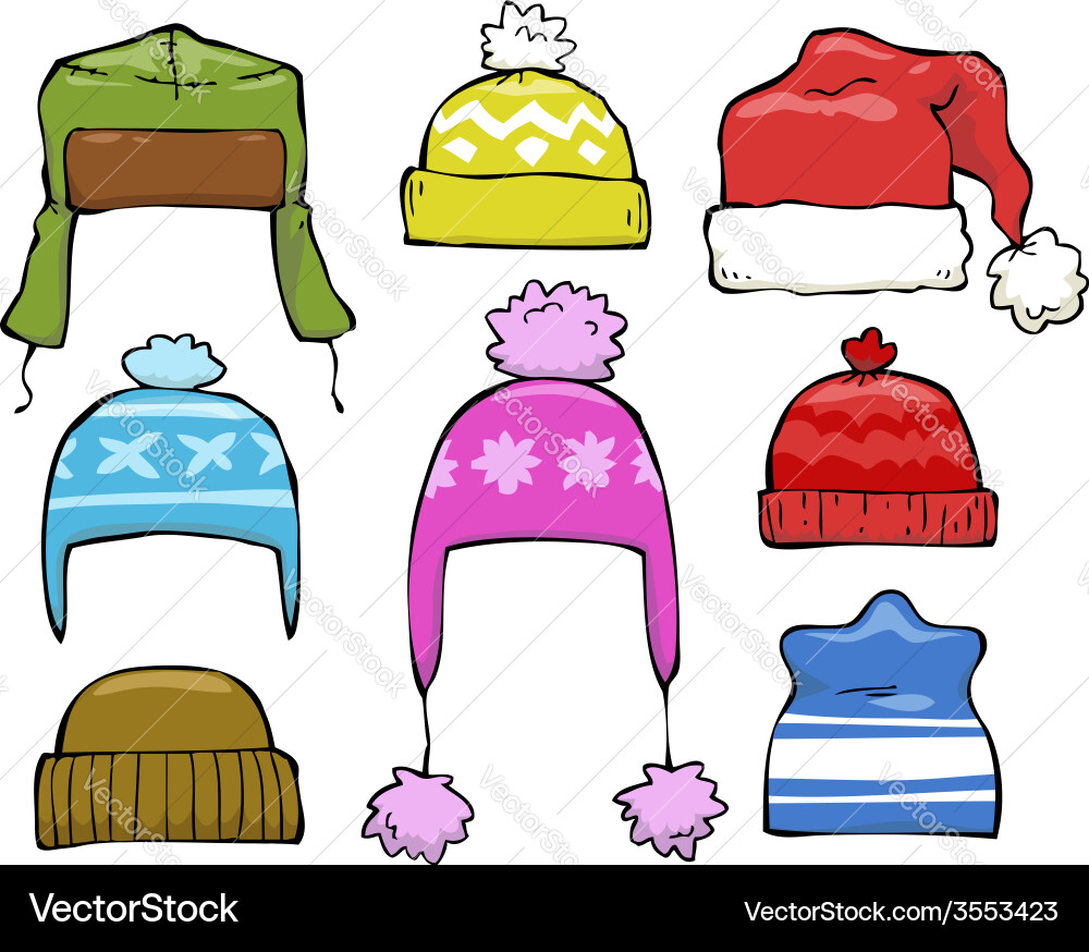 Set of winter hats Royalty Free Vector Image - VectorStock