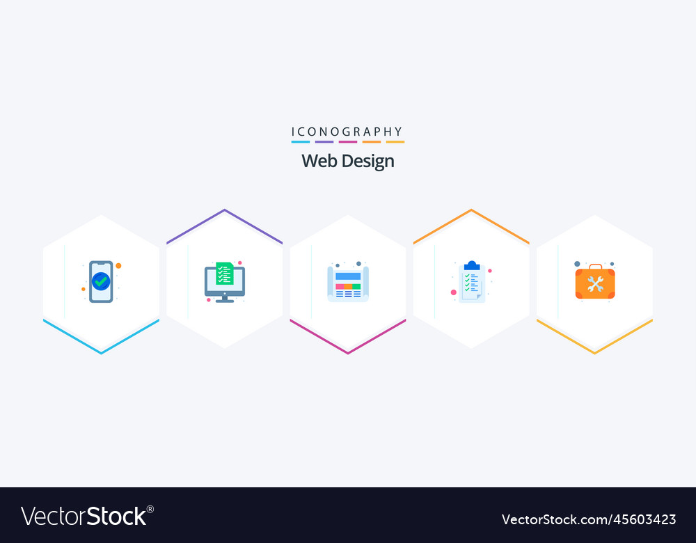 Web design 25 flat icon pack including case list Vector Image