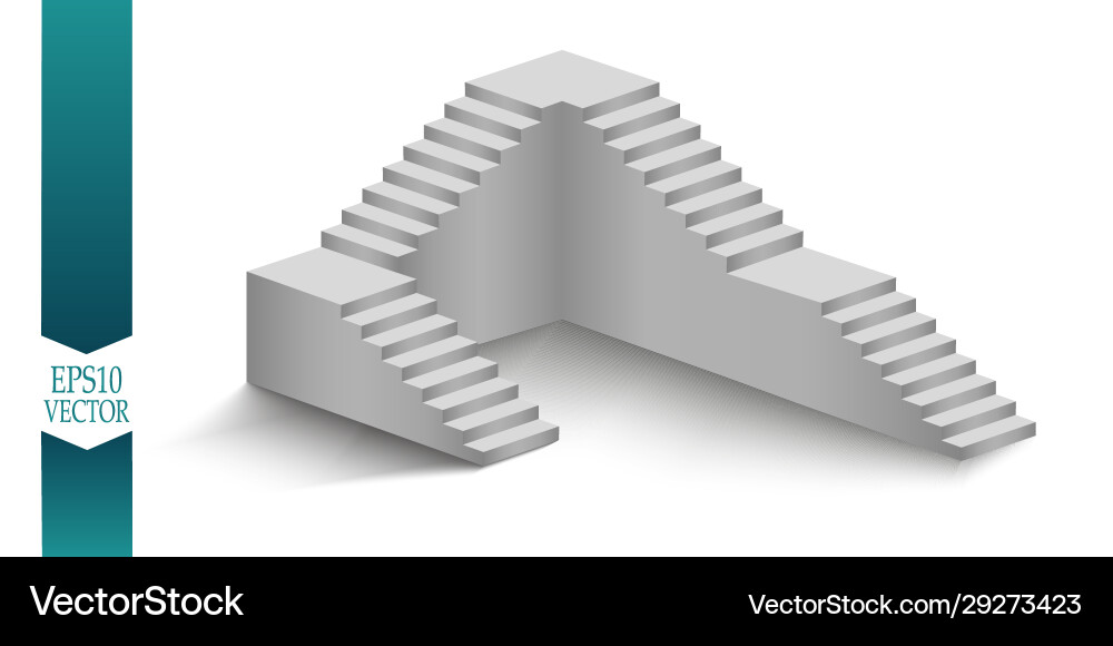 White stairs 3d staircases set isolated Royalty Free Vector