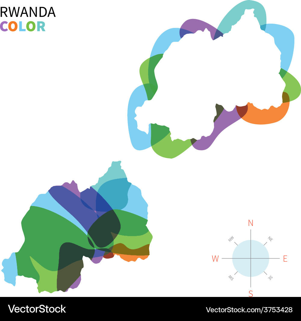Abstract color map of rwanda Royalty Free Vector Image
