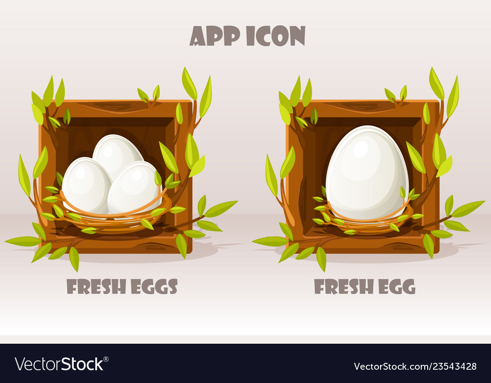 Cartoon isolated egg in wooden square of twigs Vector Image Cartoon isolated egg in wooden square of twigs Vector Image