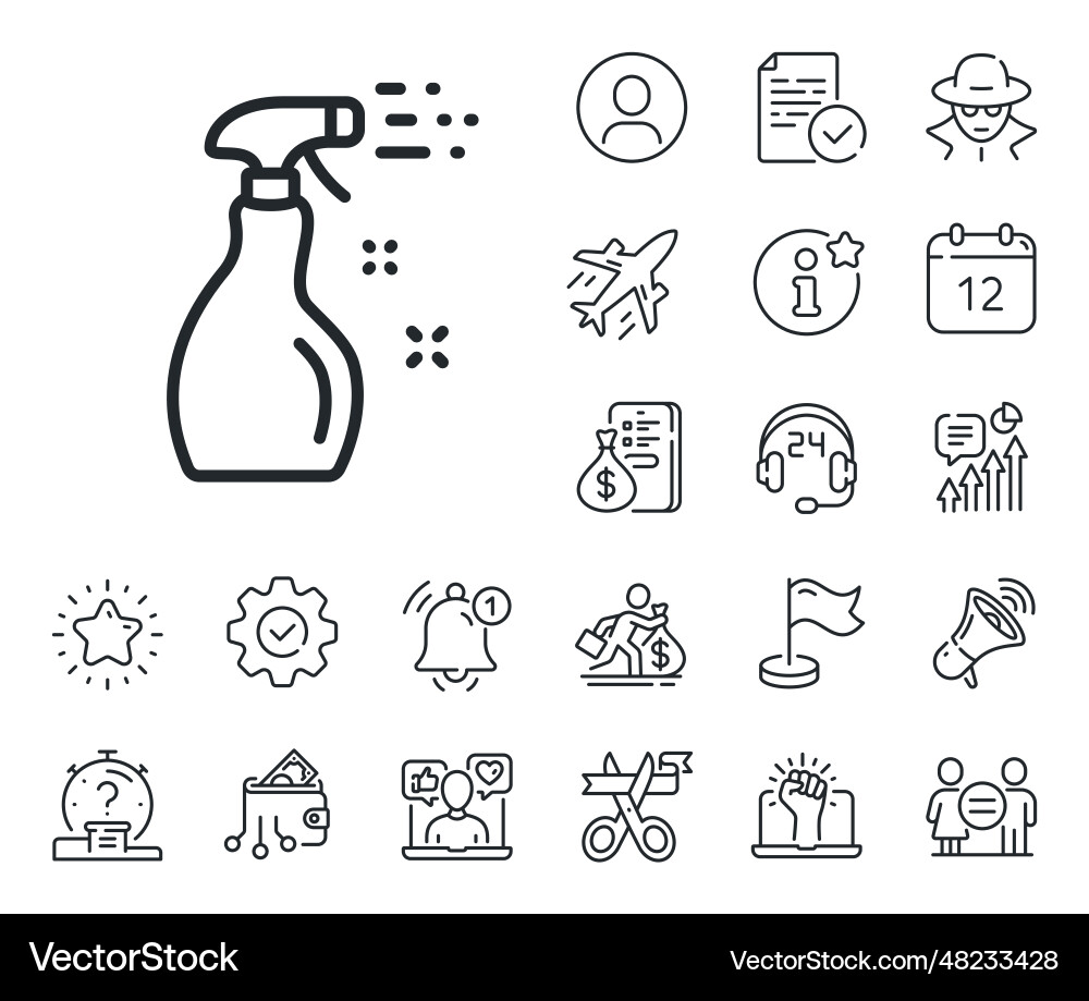 Cleaning spray line icon washing liquid Royalty Free Vector