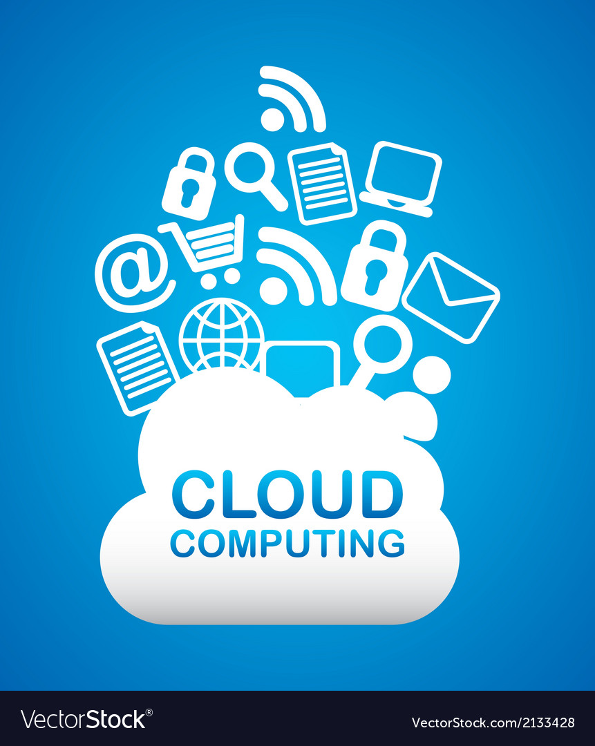 Cloud computing over blue background Royalty Free Vector