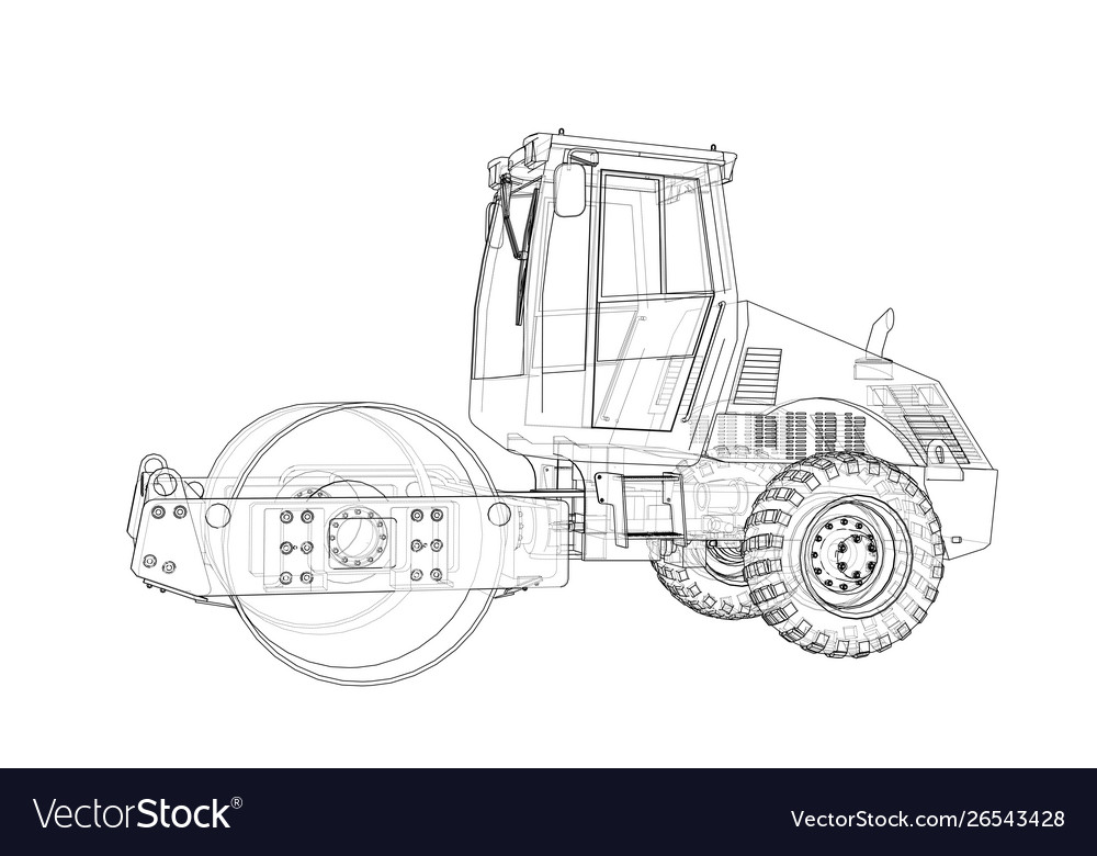 Construction machine asphalt compactor Royalty Free Vector