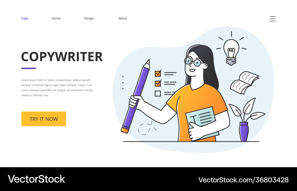 Copywriting concept with female copywriter holding
