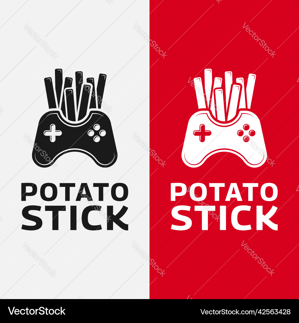 Game stick with potato stick logo design template Vector Image