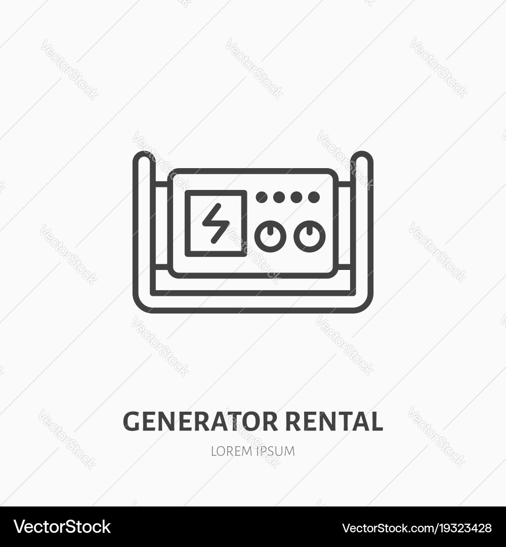 Generator flat line icon industrial equipment Vector Image