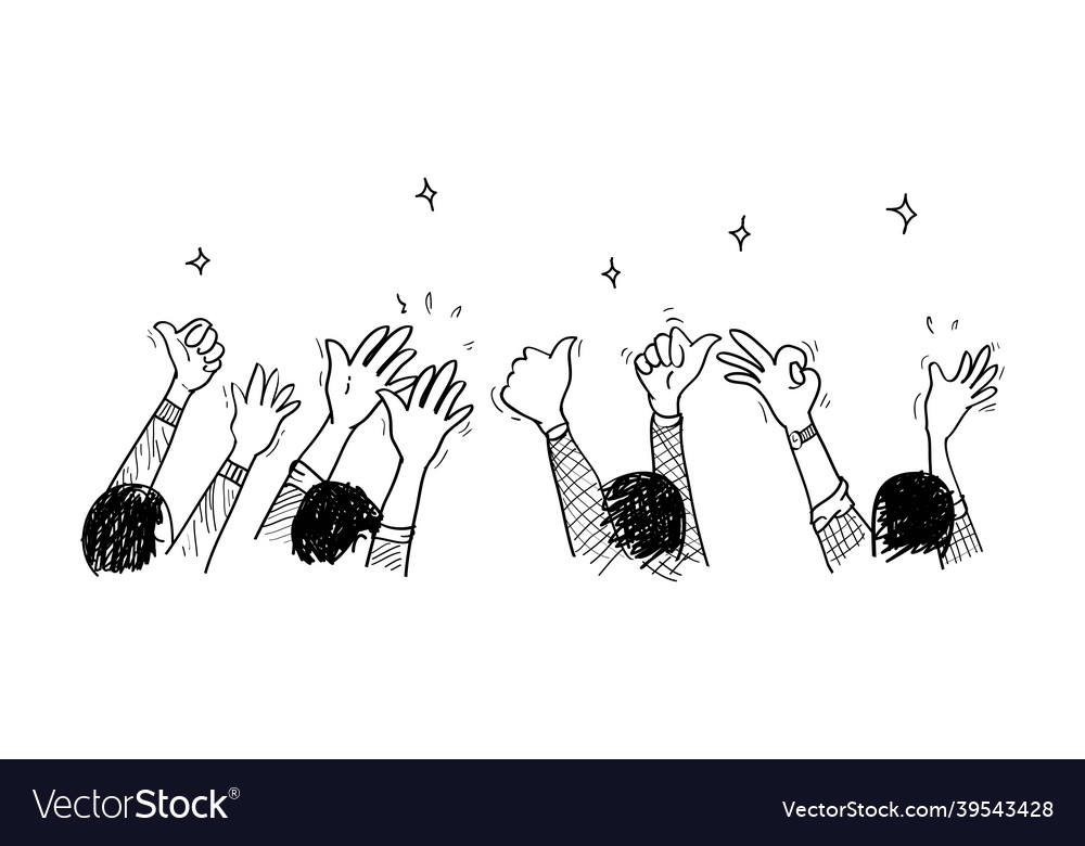 Hand drawn of hands clapping ovation applause Vector Image