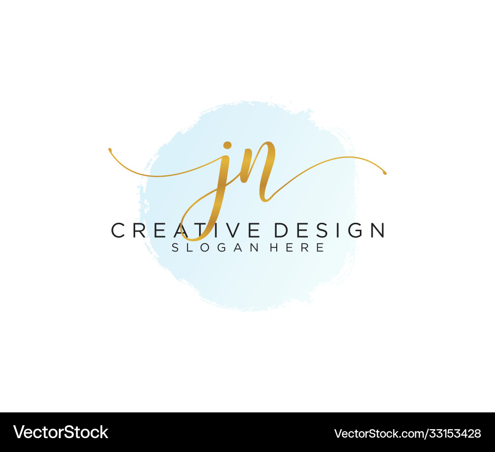 Initial jn handwriting logo with watercolor Vector Image