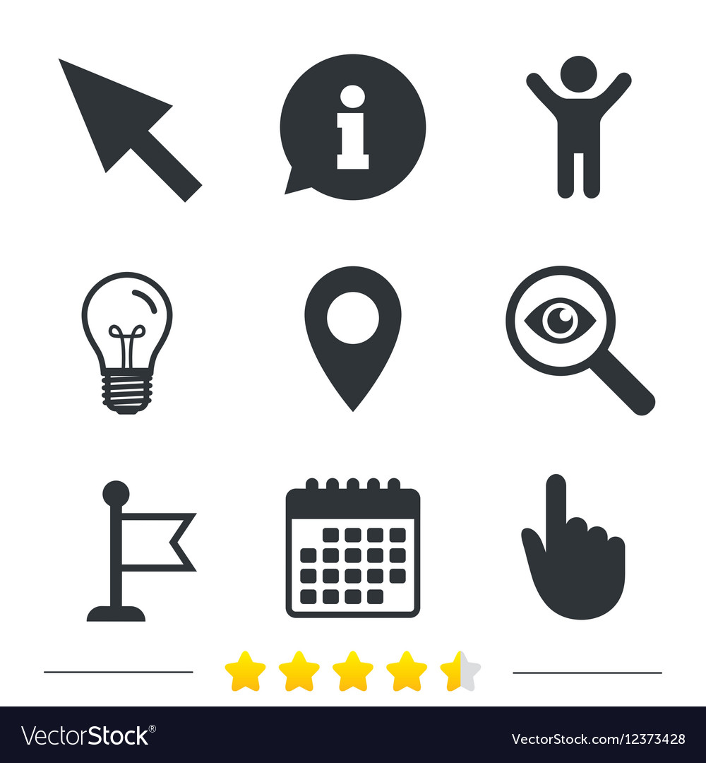 Mouse cursor icon hand or flag pointer symbols Vector Image