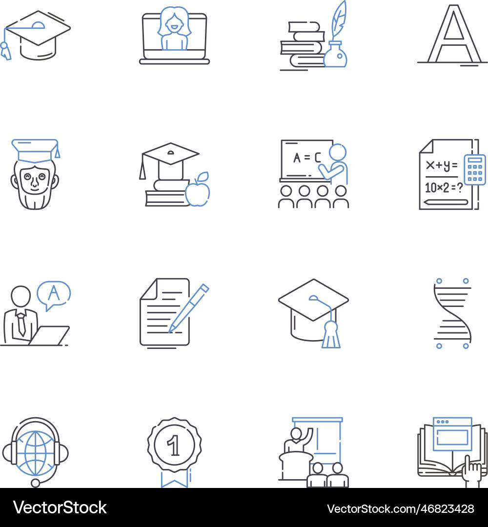 Professional school line icons collection Vector Image