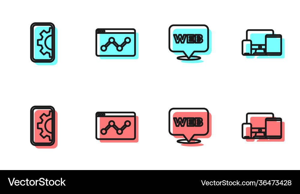 Set line web and graphic design development Vector Image