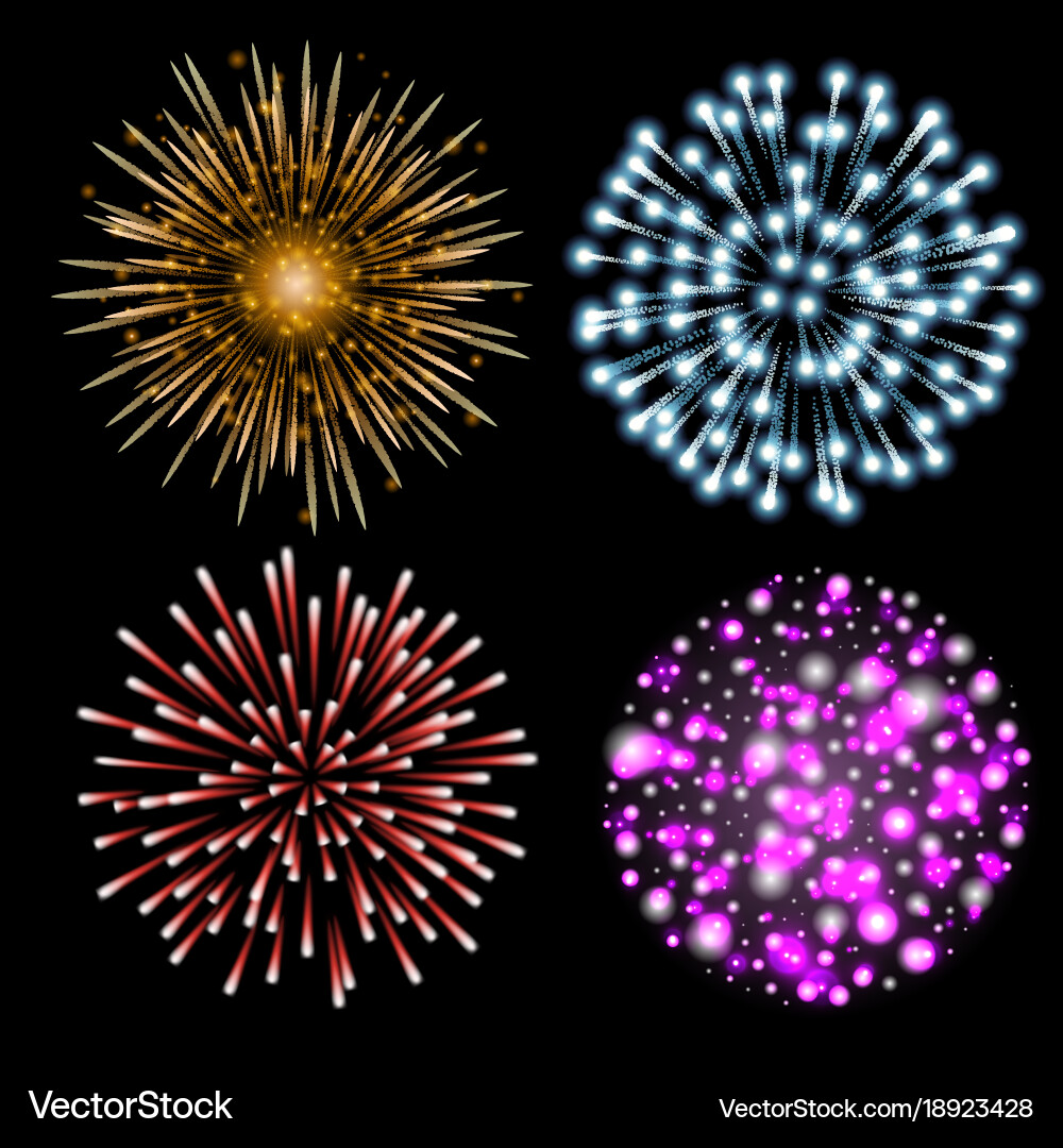 Set of colorful fireworks Royalty Free Vector Image