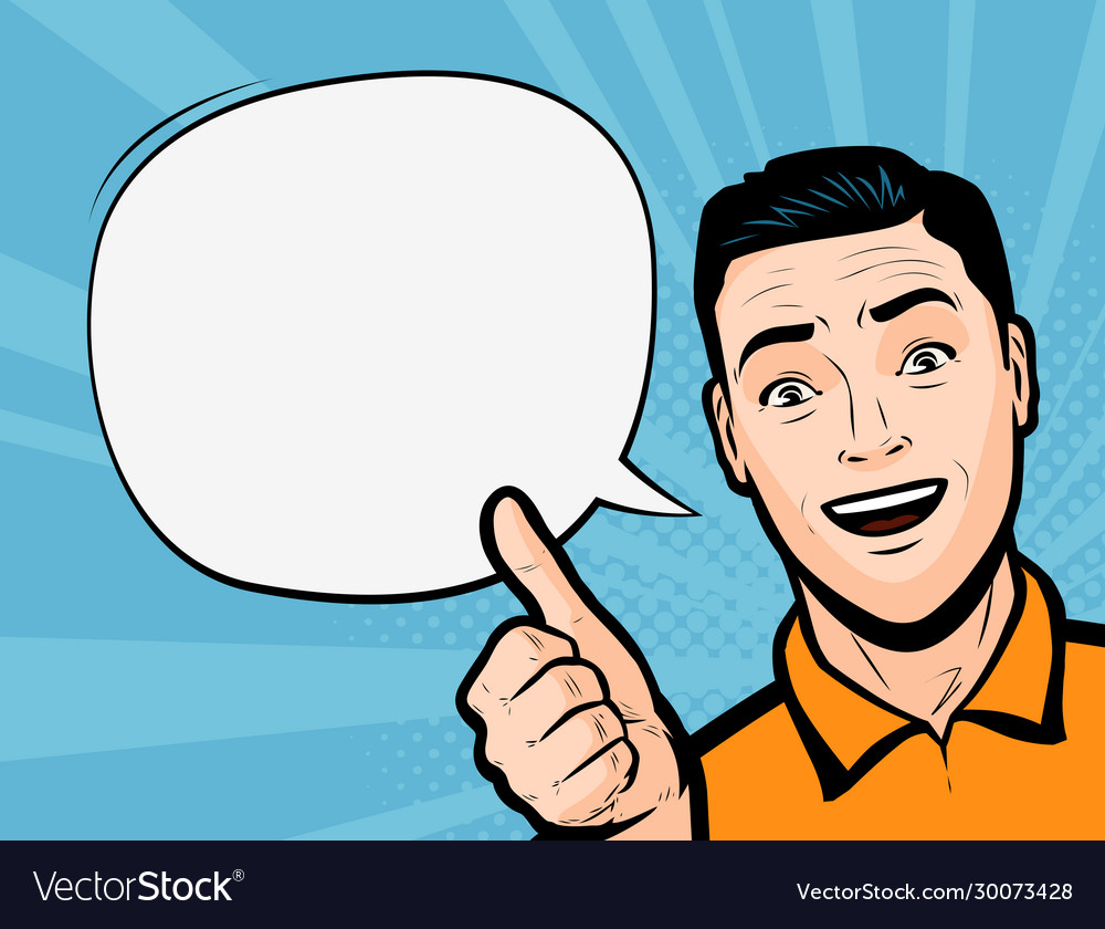 Young Man Showing Thumbs Up Retro Comic Pop Art Vector Image 