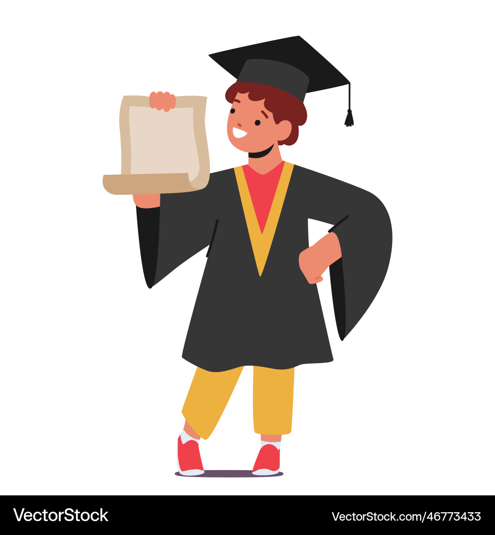 Armed with their degree the graduate kid Vector Image