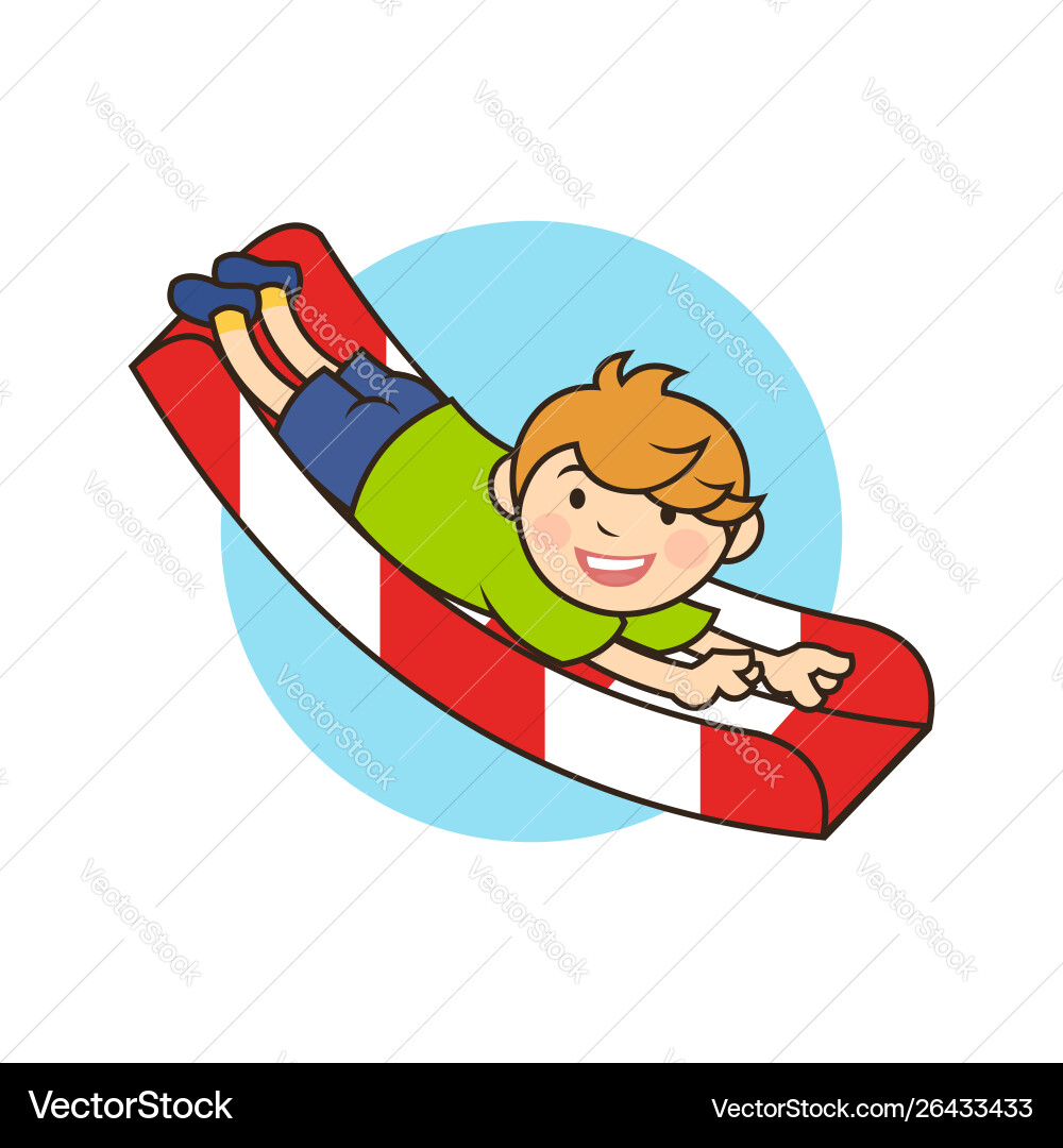 Boy kid character on a childrens slide Royalty Free Vector