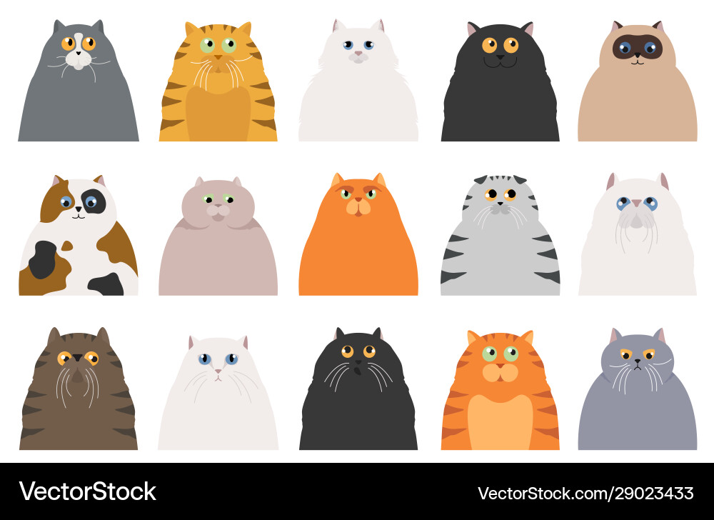 Cat poster cartoon characters collection Vector Image
