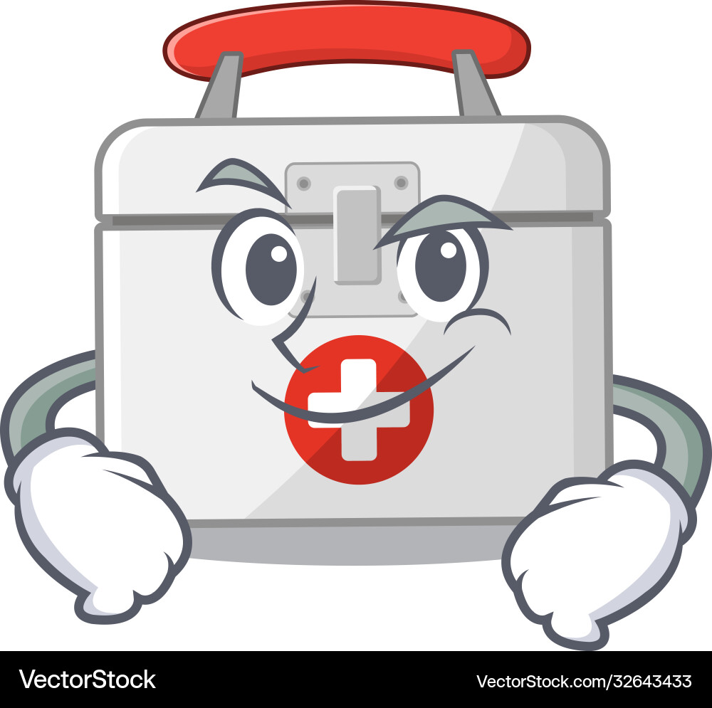 Cool first aid kit mascot character with smirking Vector Image