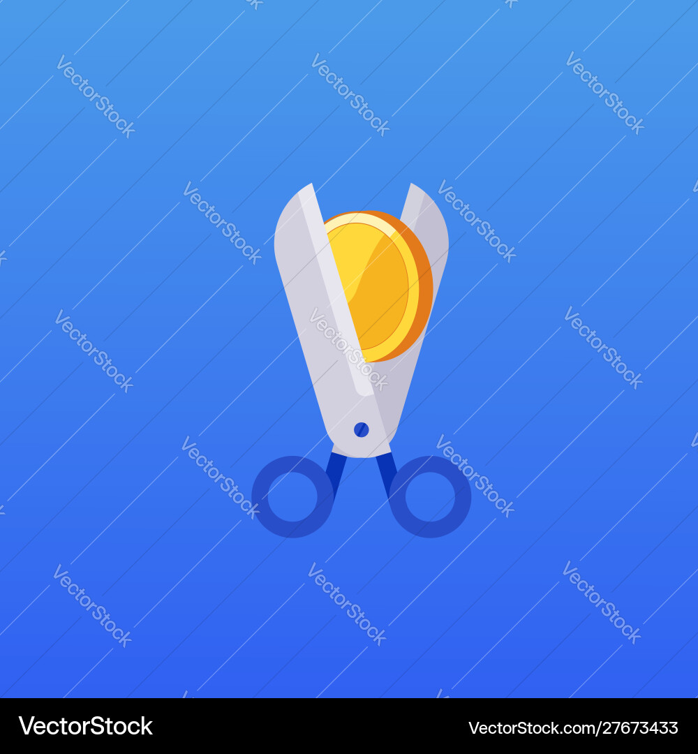 Cost reduction or cut price scissors gold Vector Image