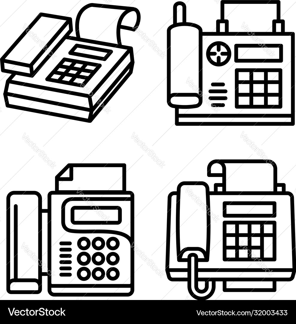 Fax icons set outline style Royalty Free Vector Image
