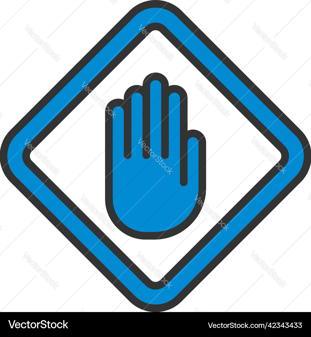 Icon of warning hand Royalty Free Vector Image