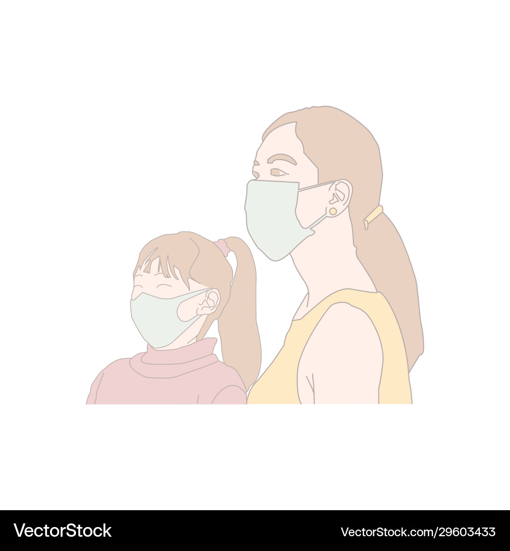 Mother and kid crowd in protective mask Royalty Free Vector
