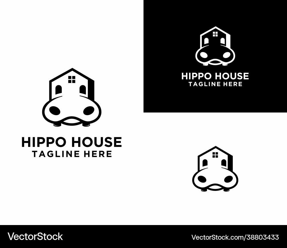 Playful and modern hippo house logo Royalty Free Vector