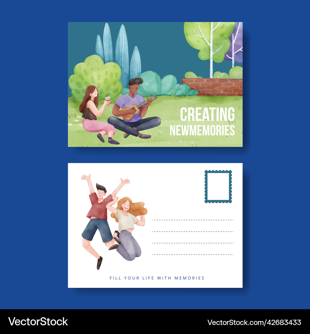Postcard template with friendship memories Vector Image