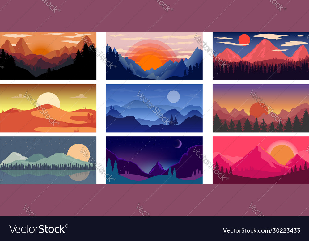 Set poster template with wild mountains Royalty Free Vector