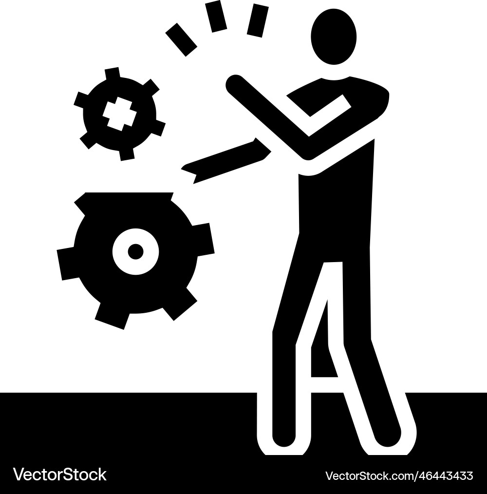 Stuck hand lathe man glyph icon Royalty Free Vector Image