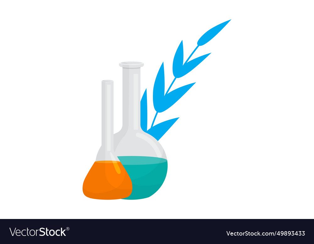 Two laboratory flasks with colorful liquids Vector Image
