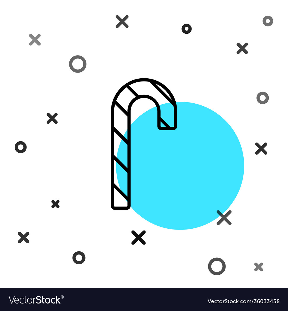Black line christmas candy cane with stripes icon Vector Image