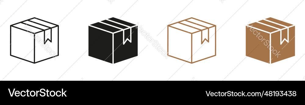 Box line and silhouette color icon set closed Vector Image