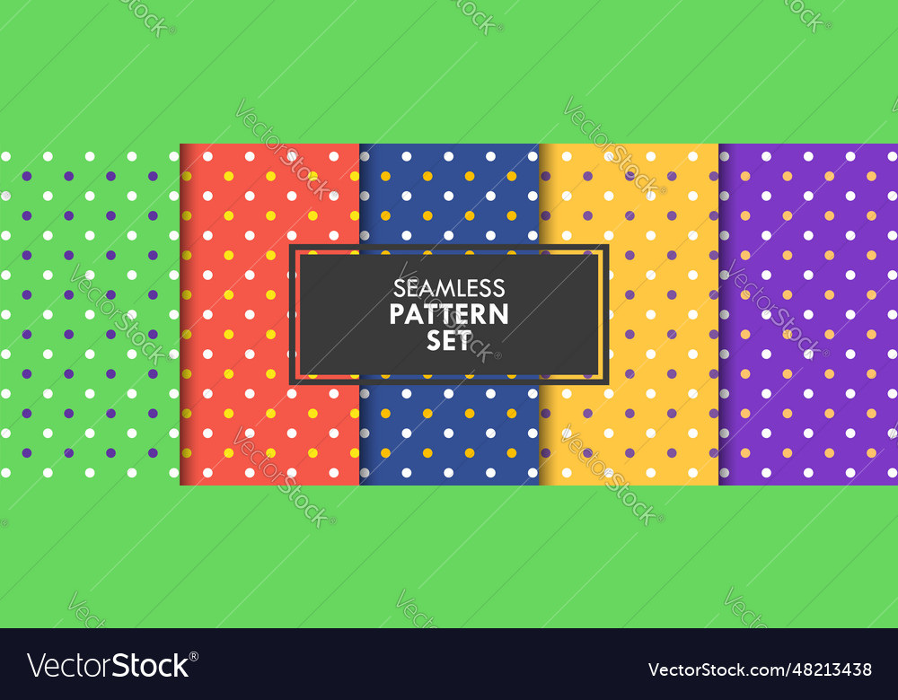 Colorful elegant polka dot pattern background set Vector Image