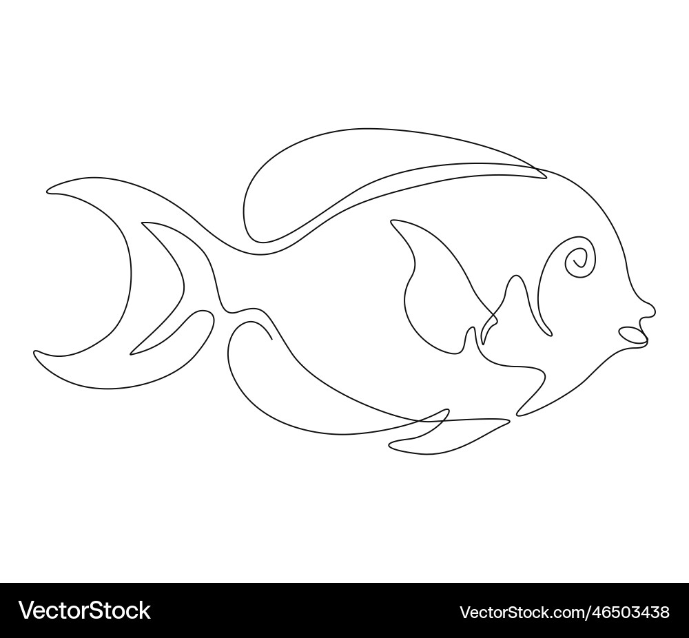 Continuous one line drawing of fish simple Vector Image