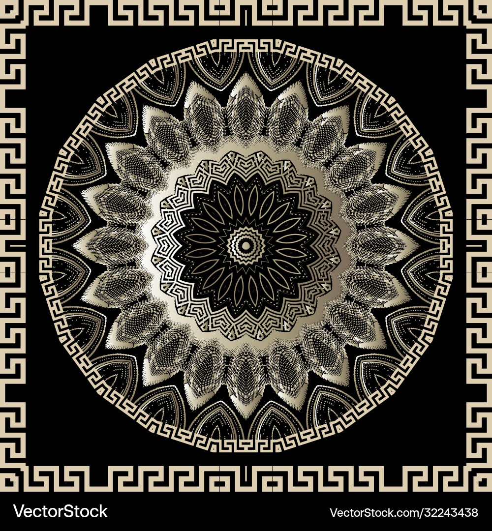 Floral greek lace mandala seamless pattern Vector Image