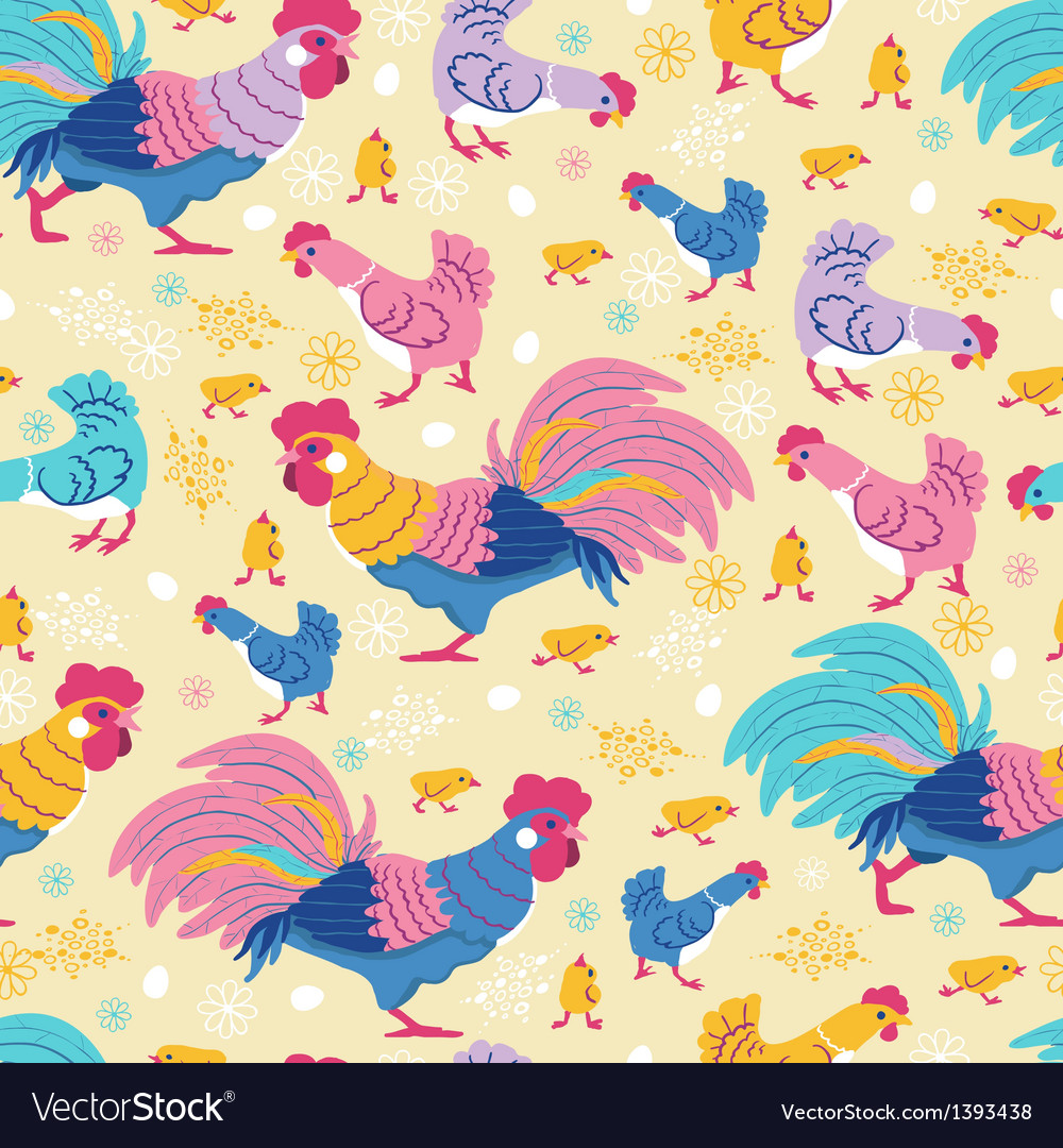 Fun chickens seamless pattern background Vector Image