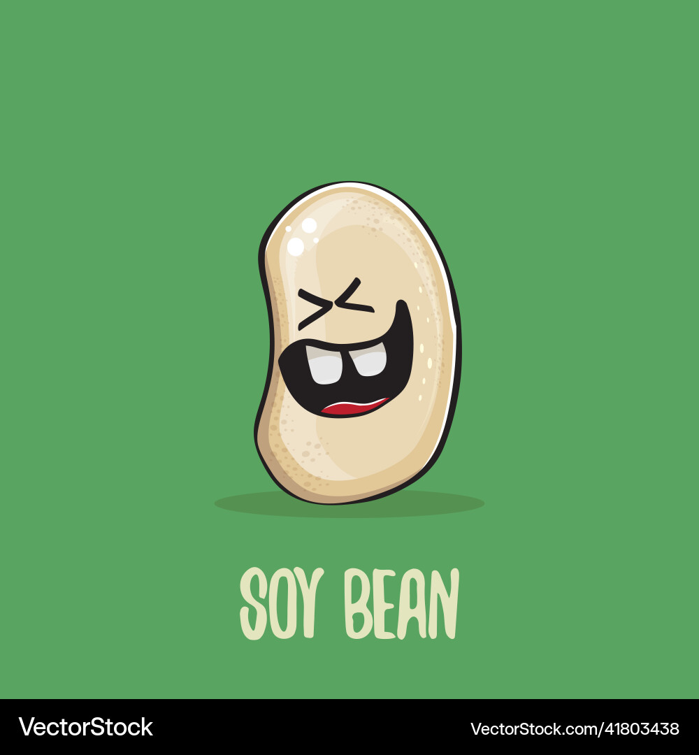 Funny cartoon cute soybean character Royalty Free Vector
