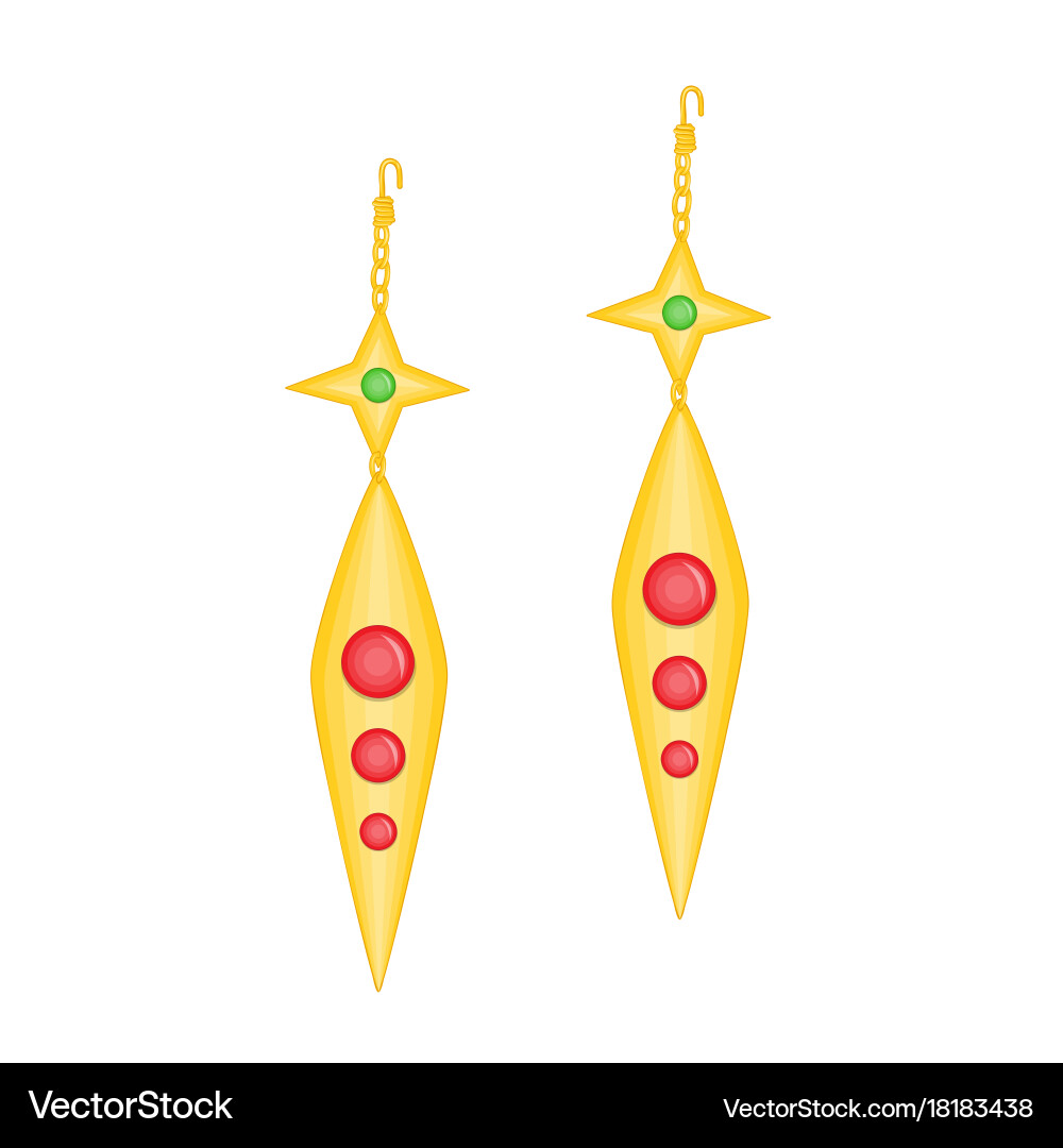 Golden and gemstone earrings Royalty Free Vector Image