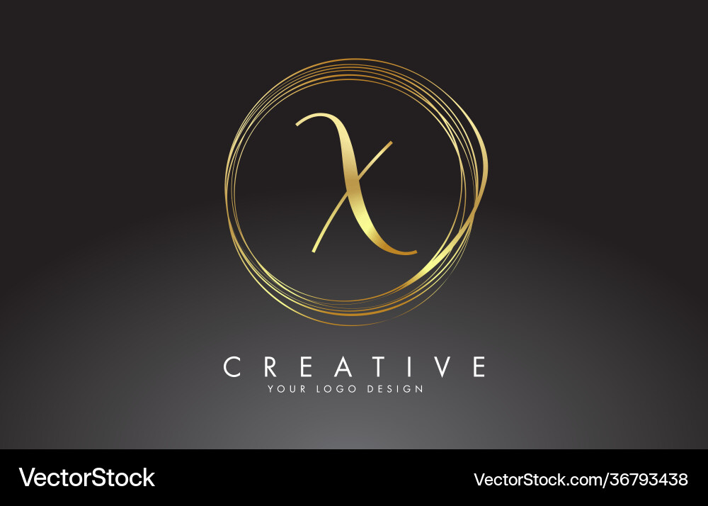 Handwritten x golden letters logo Royalty Free Vector Image