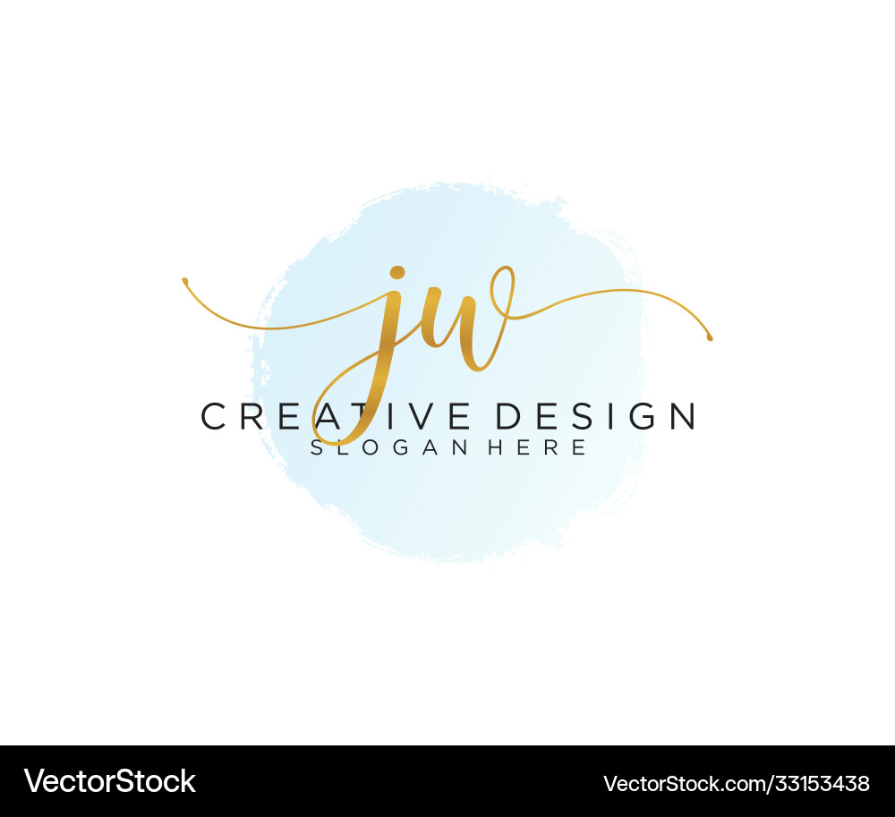 Initial jw handwriting logo with watercolor Vector Image