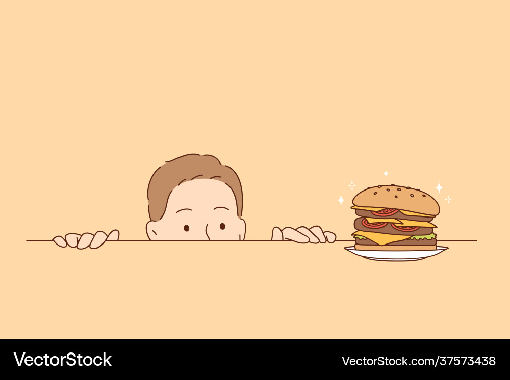 Overeating nutrition hunger concept Royalty Free Vector