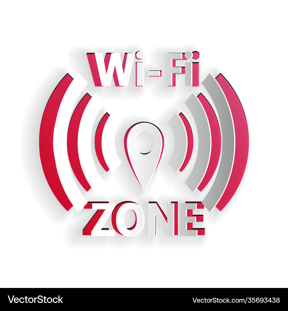 Paper cut wi-fi wireless internet network symbol Vector Image