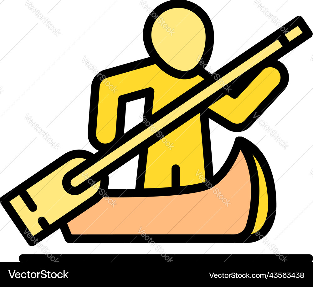 River canoe icon outline paddle boat Royalty Free Vector
