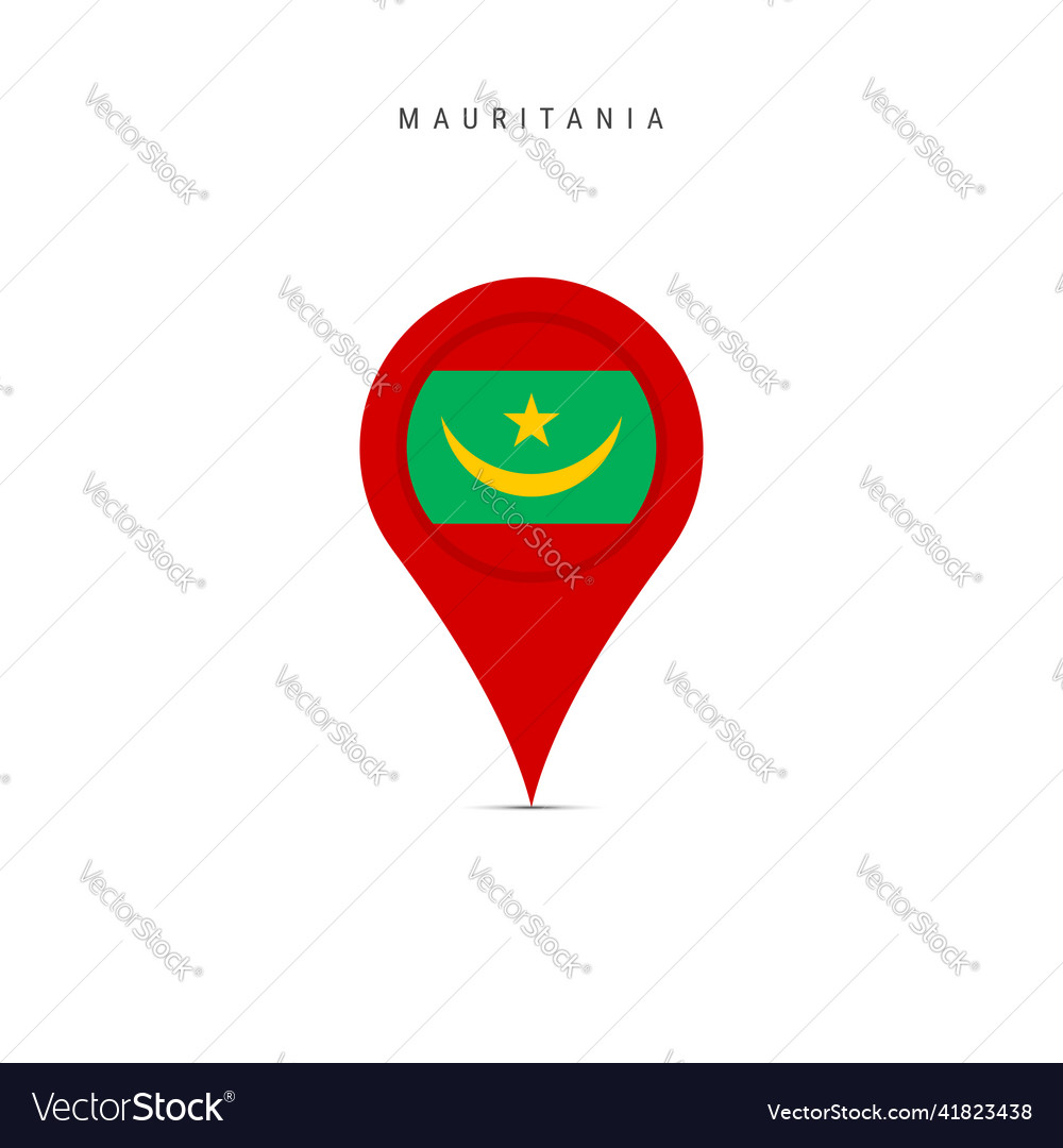 Teardrop map marker with flag of mauritania flat Vector Image