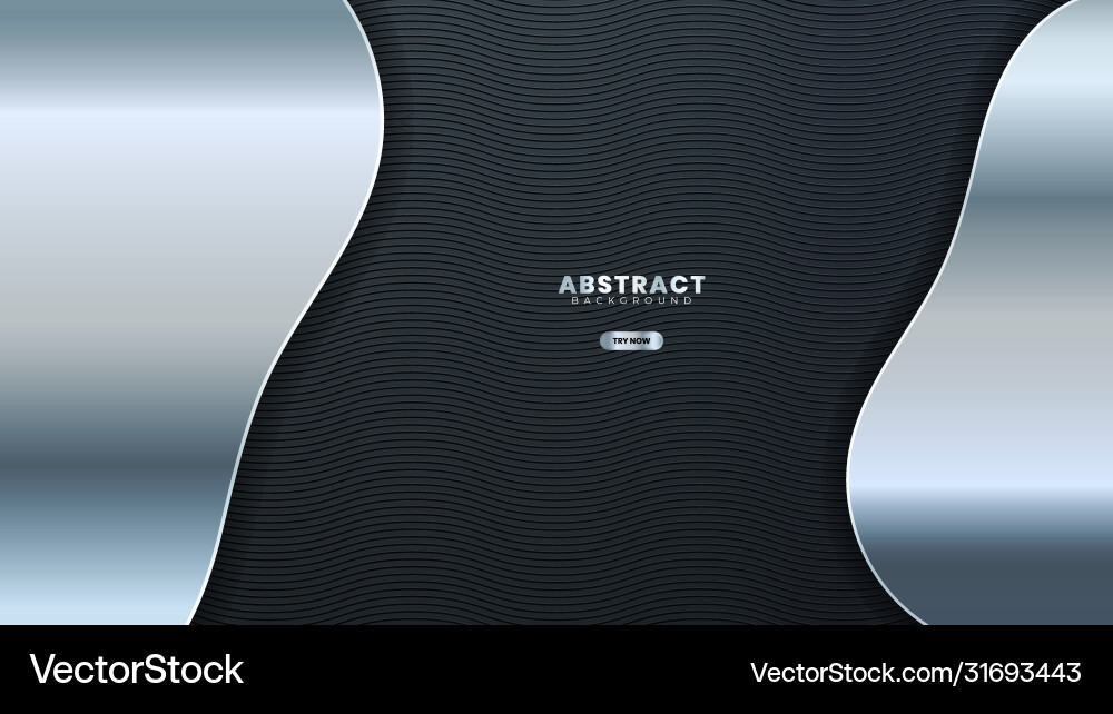 Abstract silver line banner on dark grey metallic Vector Image