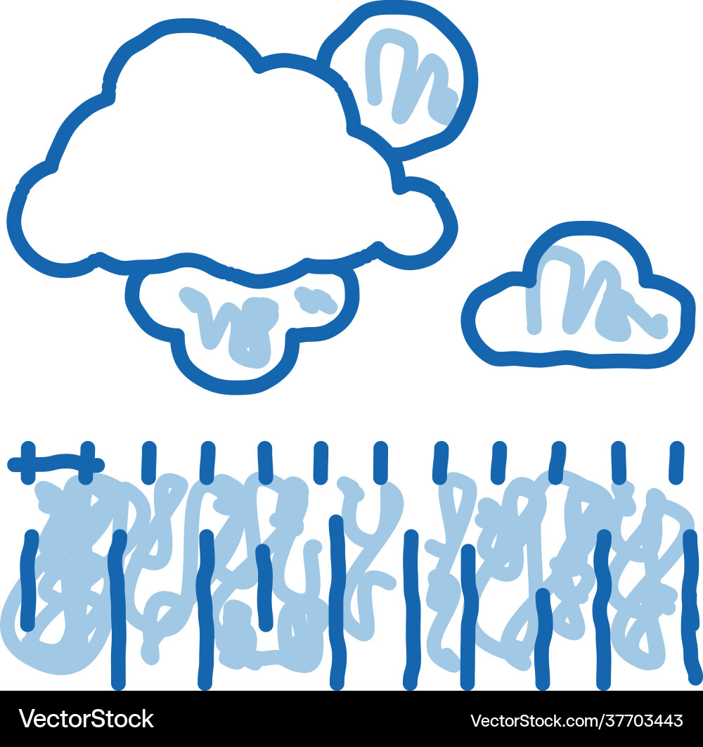 Bad weather wheat field doodle icon hand drawn Vector Image