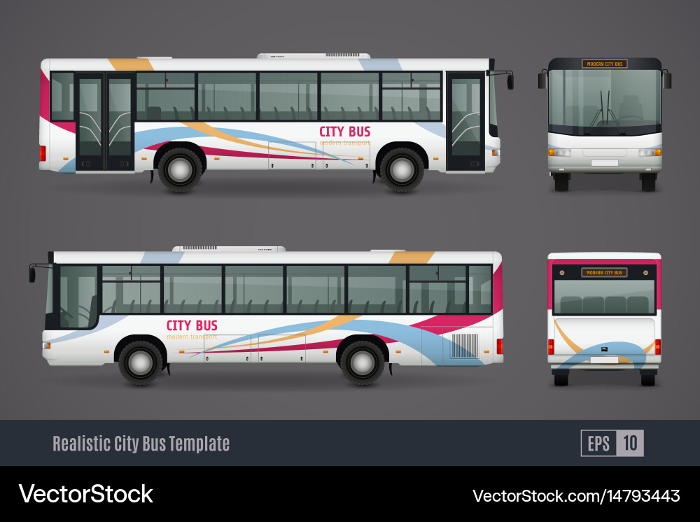 City bus colored realistic images Royalty Free Vector Image