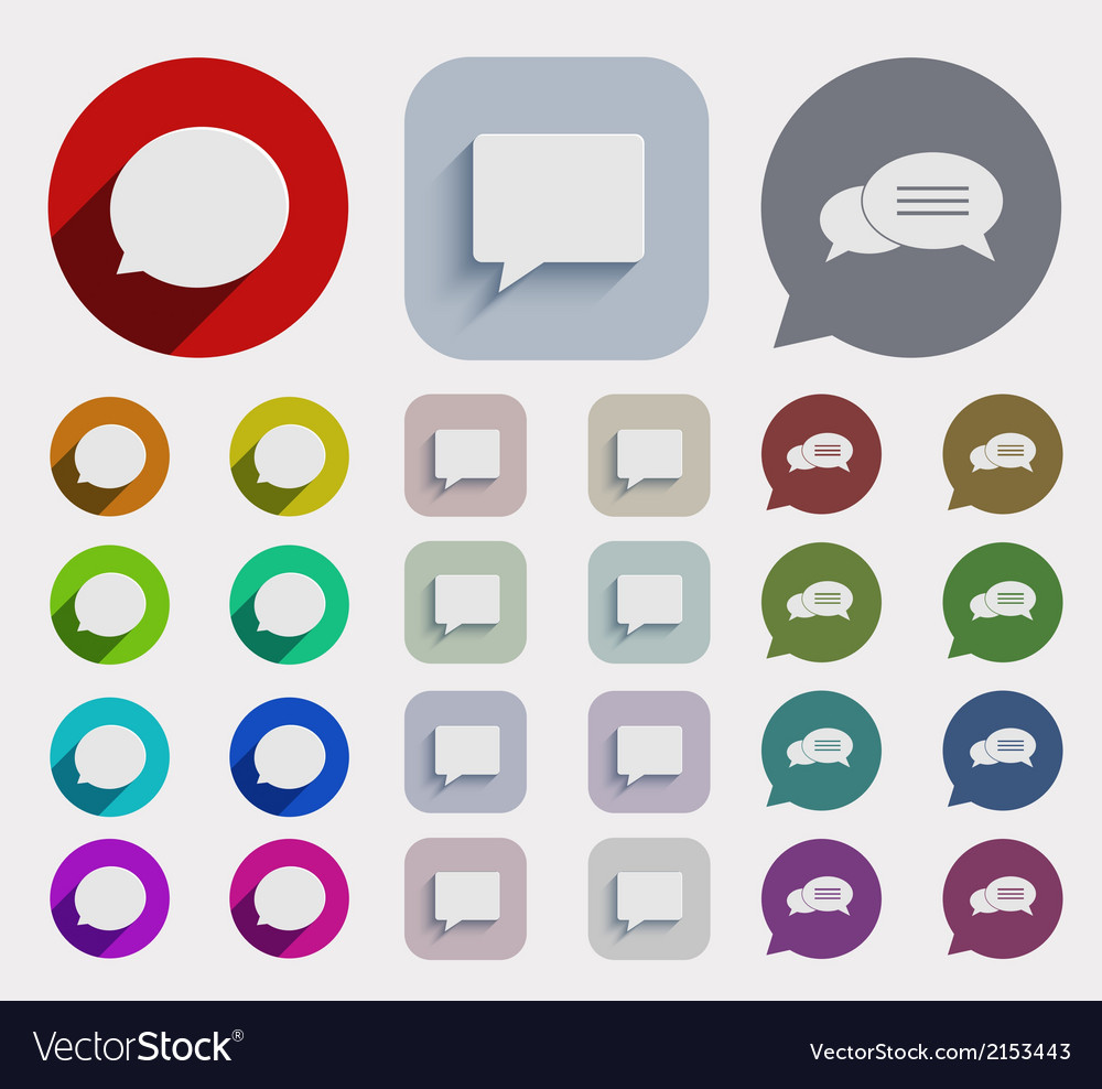 Flat bubble speech icons set Royalty Free Vector Image